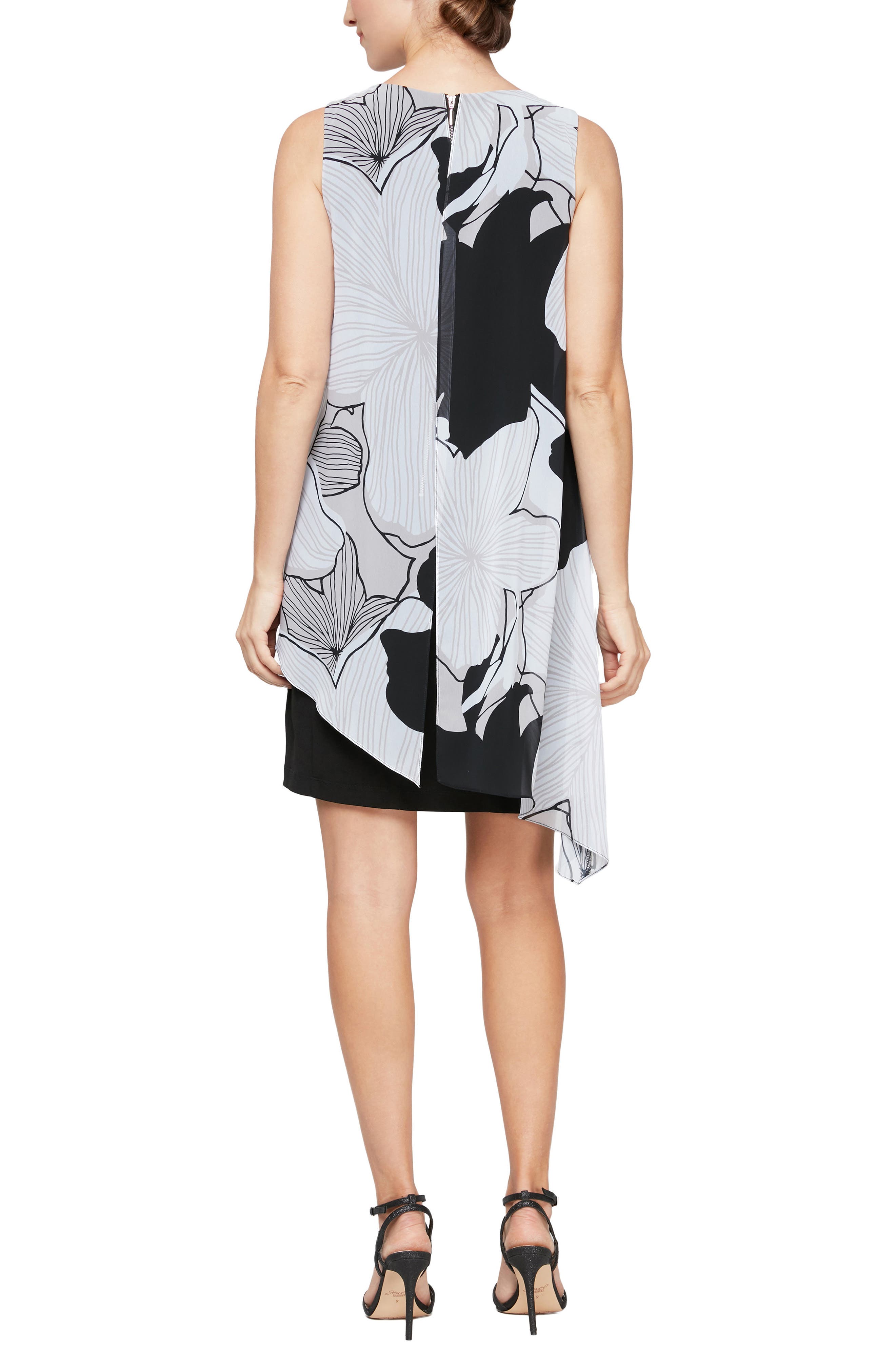 SL FASHIONS Floral Overlay Sleeveless Sheath Dress | Nordstromrack