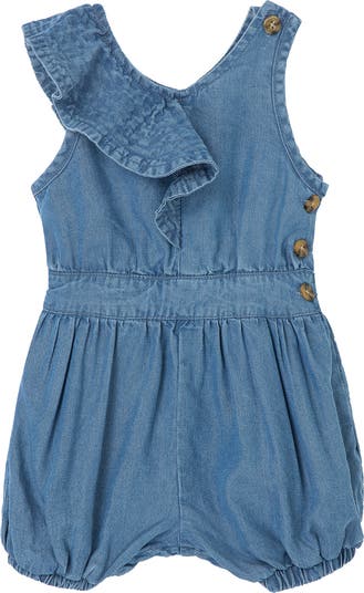 Habitual Kids Ruffle Denim Romper | Nordstrom