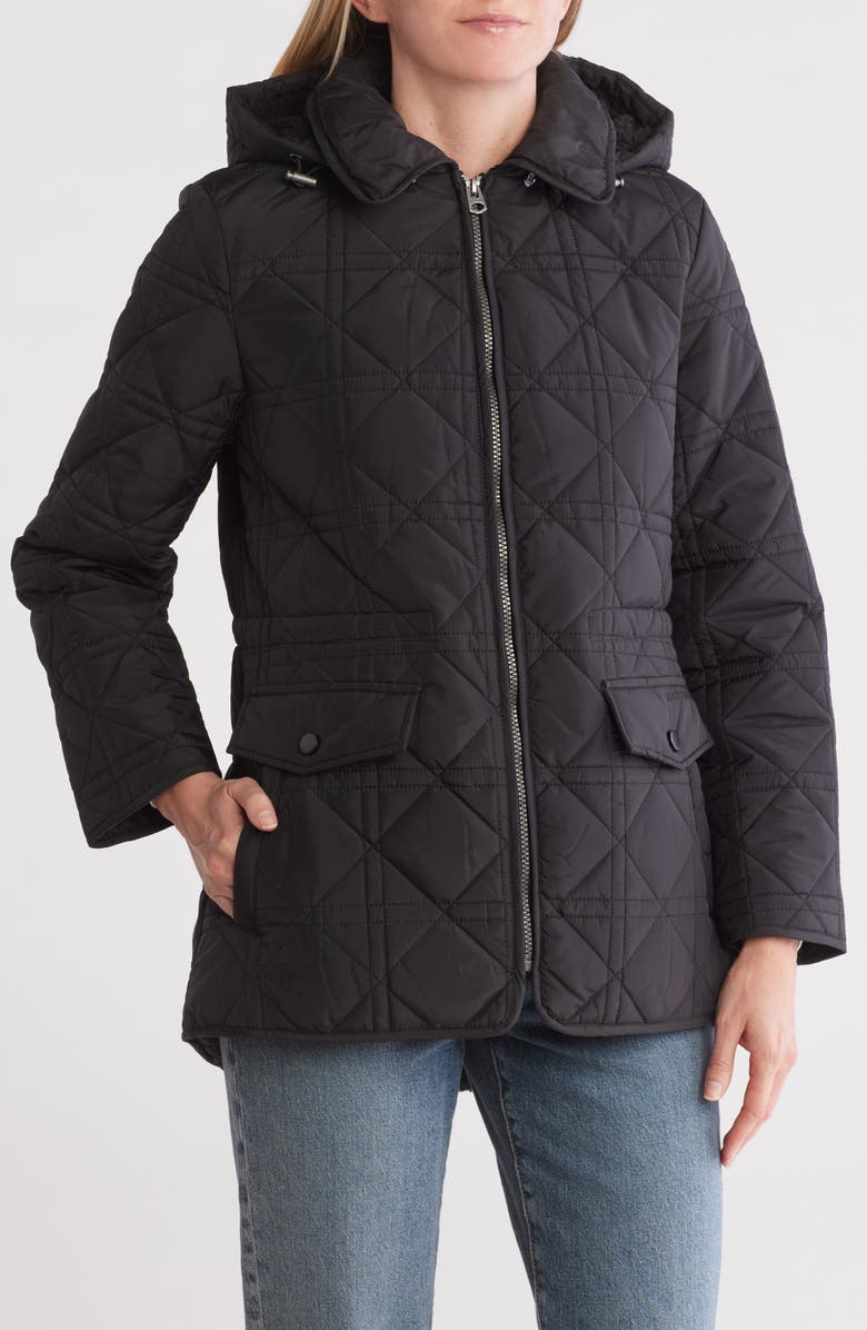 Lucky Brand Faux Shearling Lined Hooded Quilted Jacket | Nordstromrack