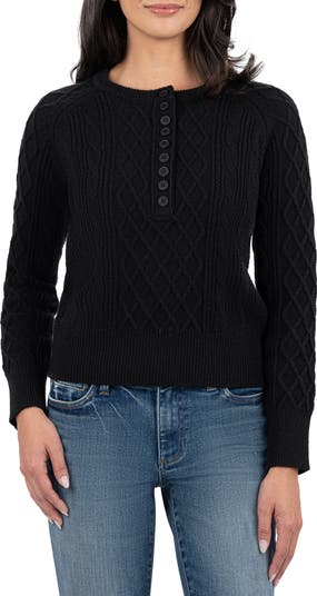 KUT from the Kloth Lacey Cable Henley Sweater | Nordstrom