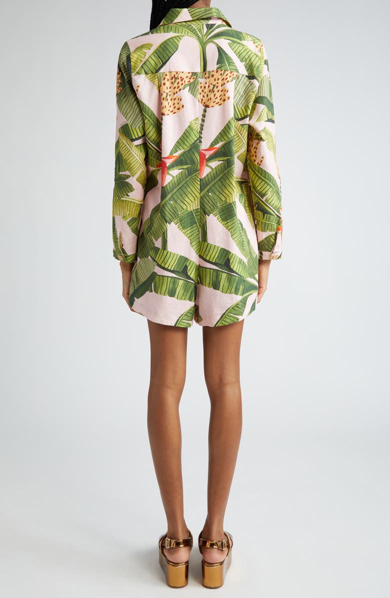FARM Rio Banana Leaves Linen Blend Romper | Nordstromrack