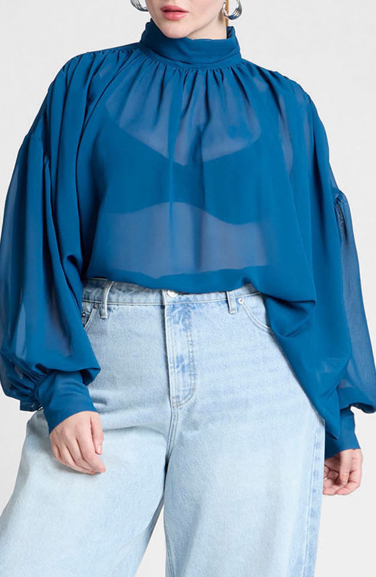 ELOQUII Balloon Sleeve Top | Nordstromrack