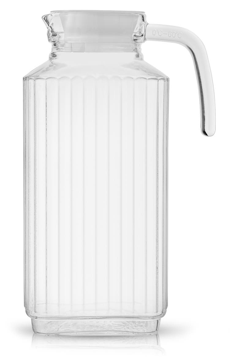 Beverage Serveware Glass Pitcher with Handle & 2 Lids - 60 oz ...