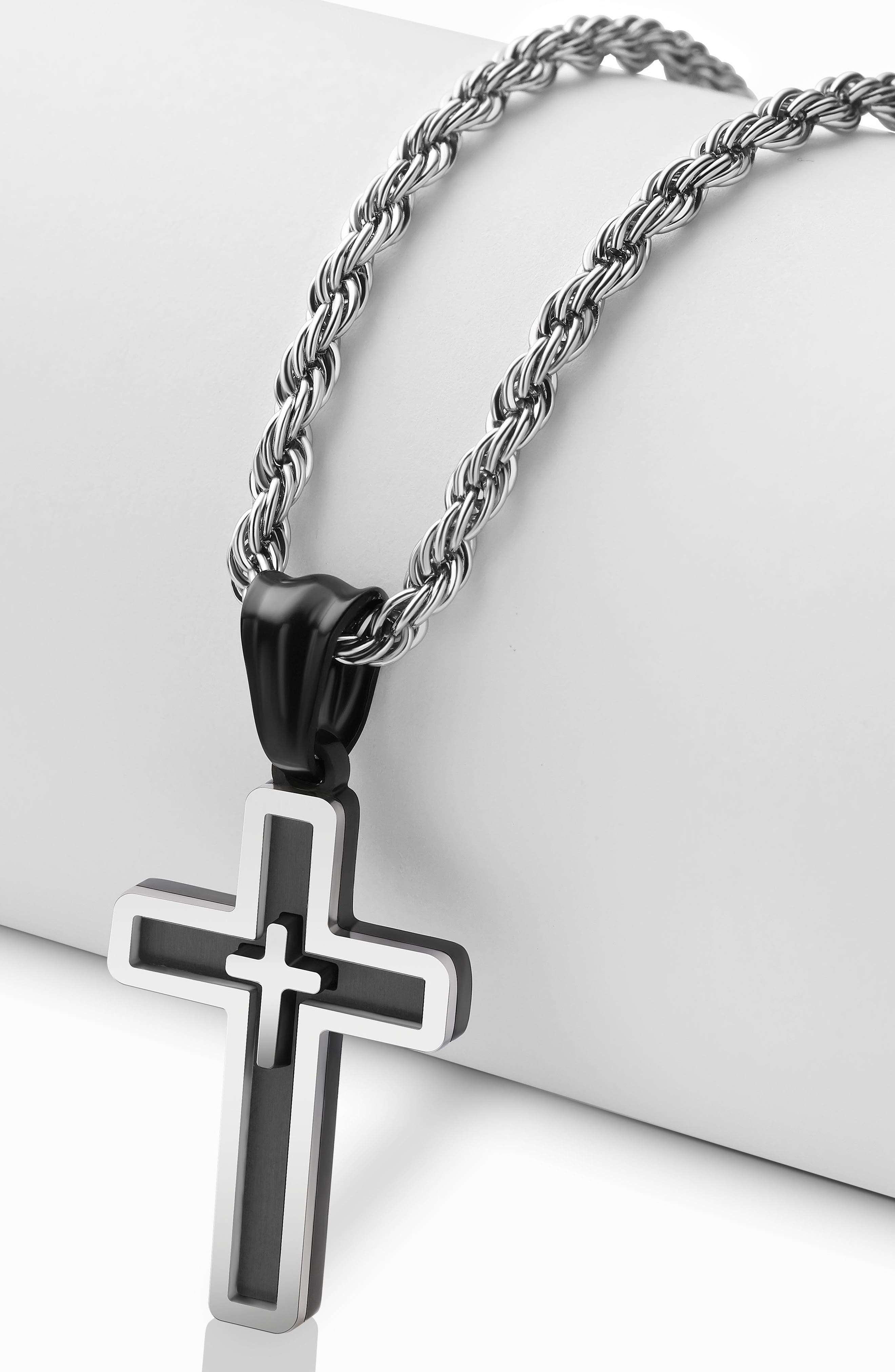 EDFORCE Men's Double Cross Pendant Necklace | Nordstromrack