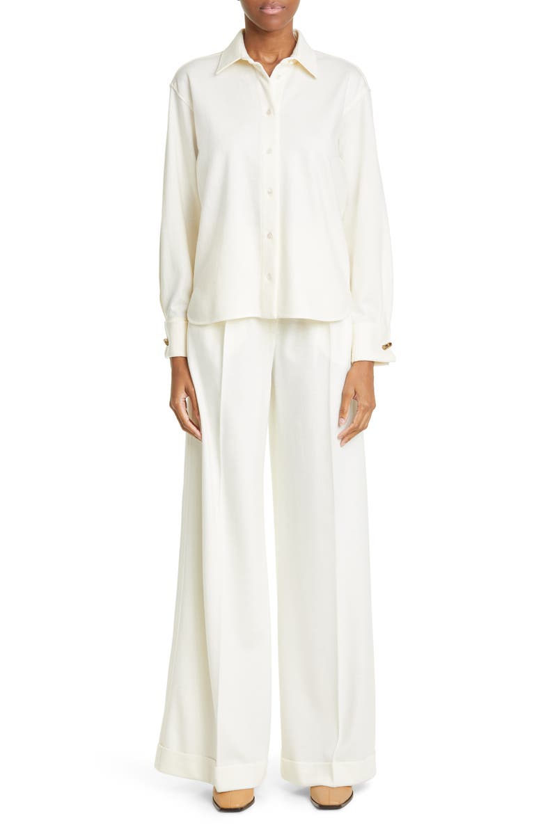 Max Mara Catullo Pleated High Waist Wide Leg Virgin Wool Trousers ...