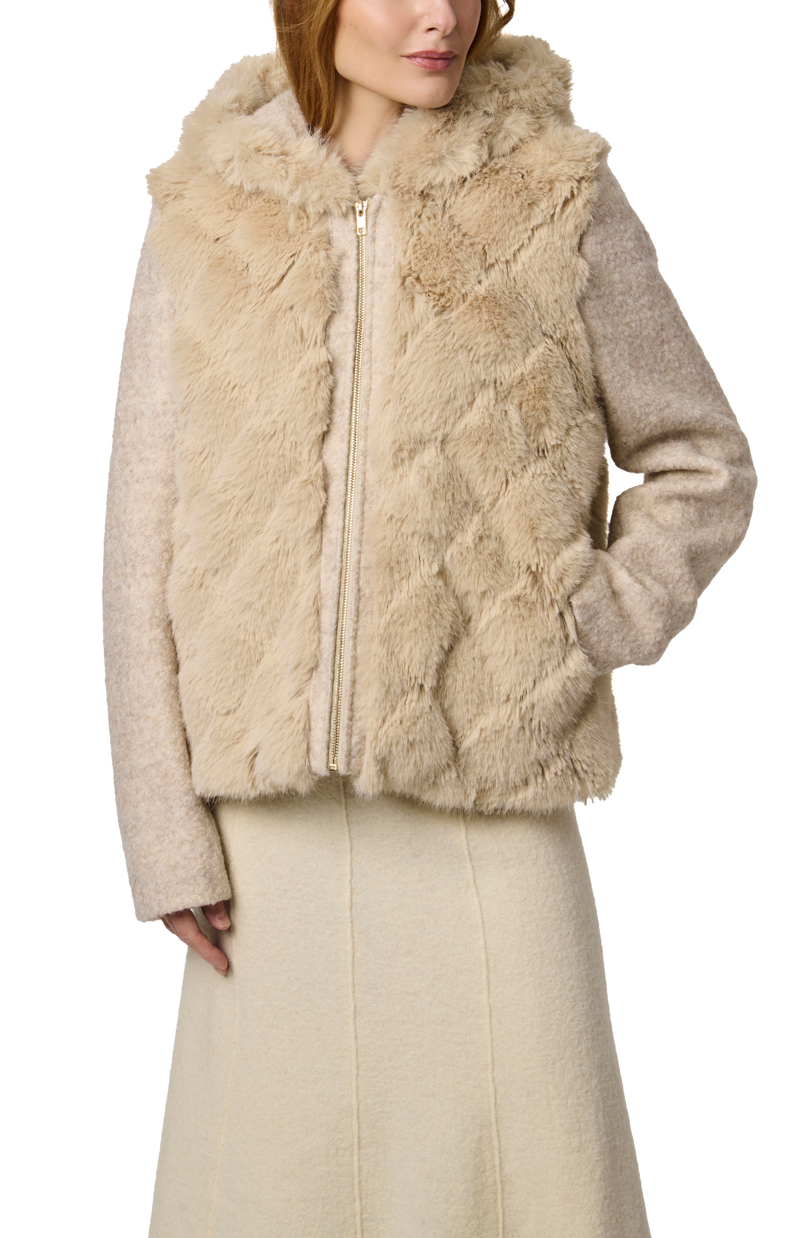 Bernardo Darien Faux Fur & Bouclé Jacket | Nordstromrack