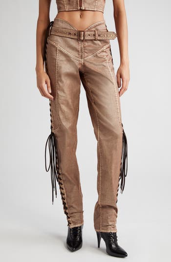 Jean Paul Gaultier x KNWLS Laced Side Coated Stretch Denim Pants ...