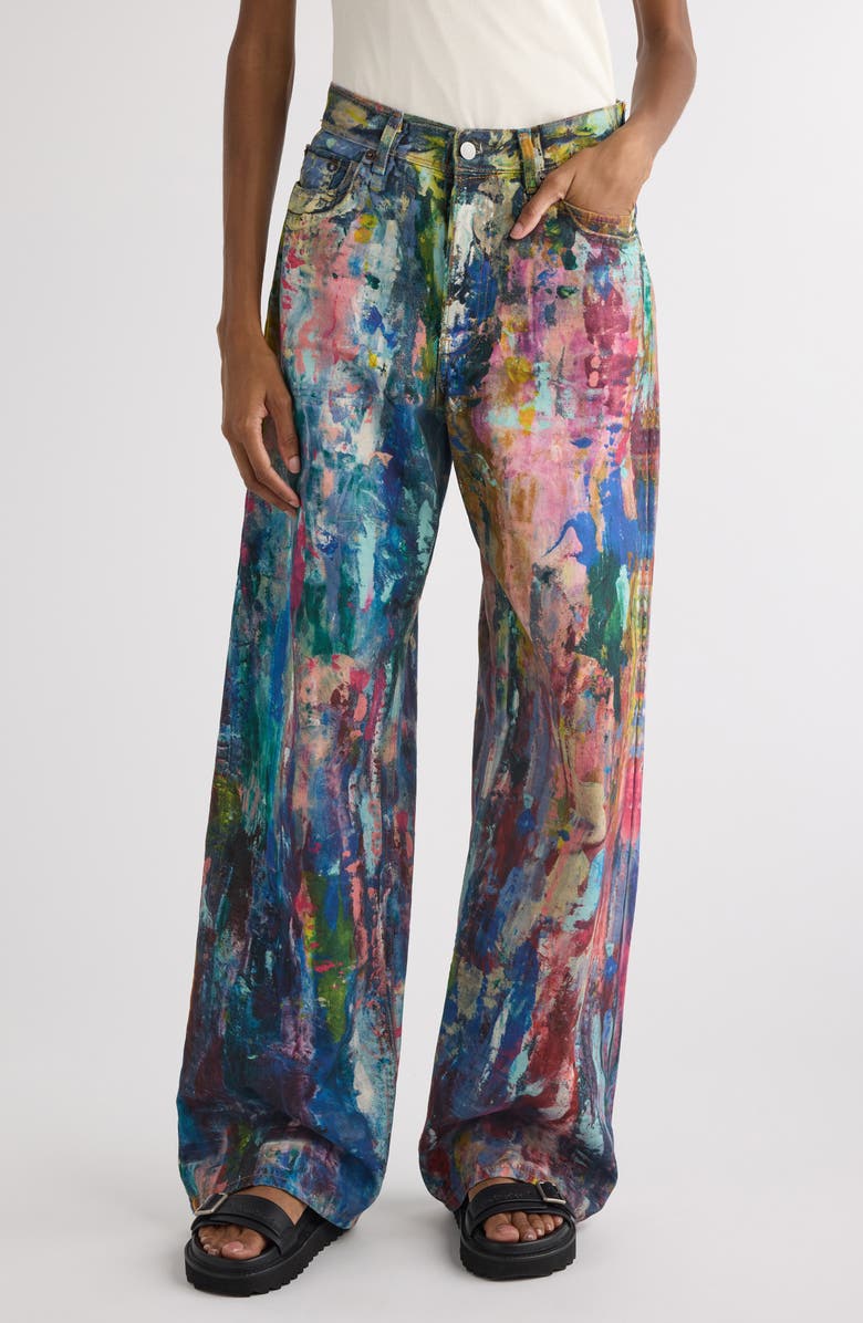 Acne Studios 1981 Trompe l'Oeil Paint Splatter Baggy Wide Leg Jeans | Nordstrom