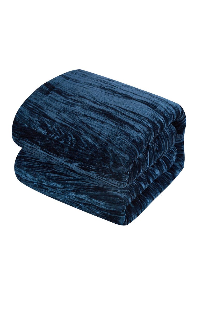 CHIC King Merieta Rich Textured Crinkle Velvet Design Comforter 4-Piece ...