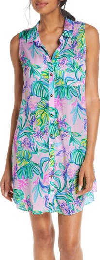 Lilly Pulitzer® Natalie Cover-Up Sleeveless Shirtdress | Nordstrom