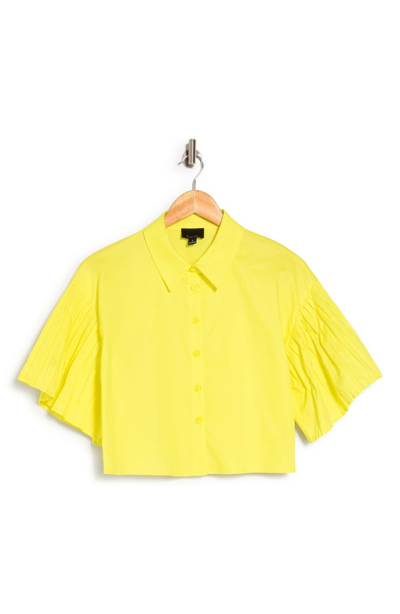 LUMIERE Collar Pleat Sleeve Button-Up Crop Top | Nordstromrack