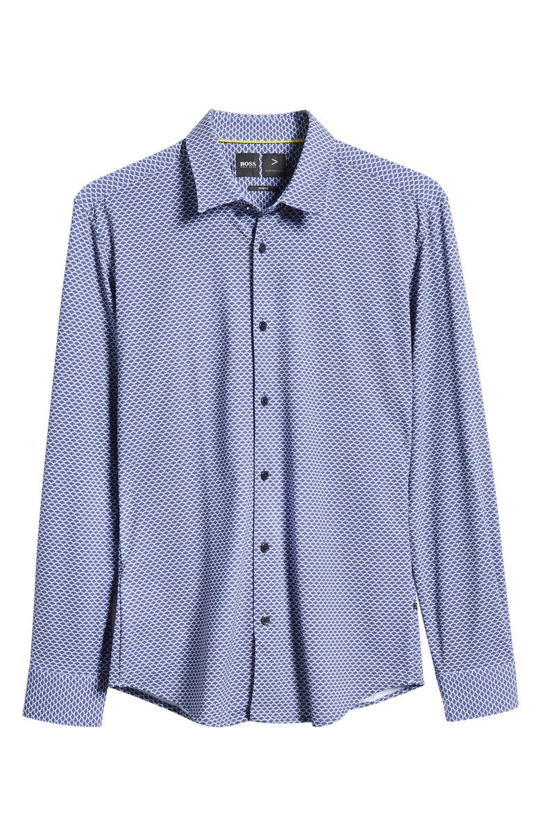 BOSS Hugo Boss Ronni Slim Fit Geo Print Knit Button-Up Shirt ...