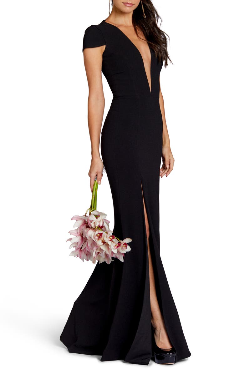 Dress the Population Leah Illusion Inset Crepe Gown | Nordstrom