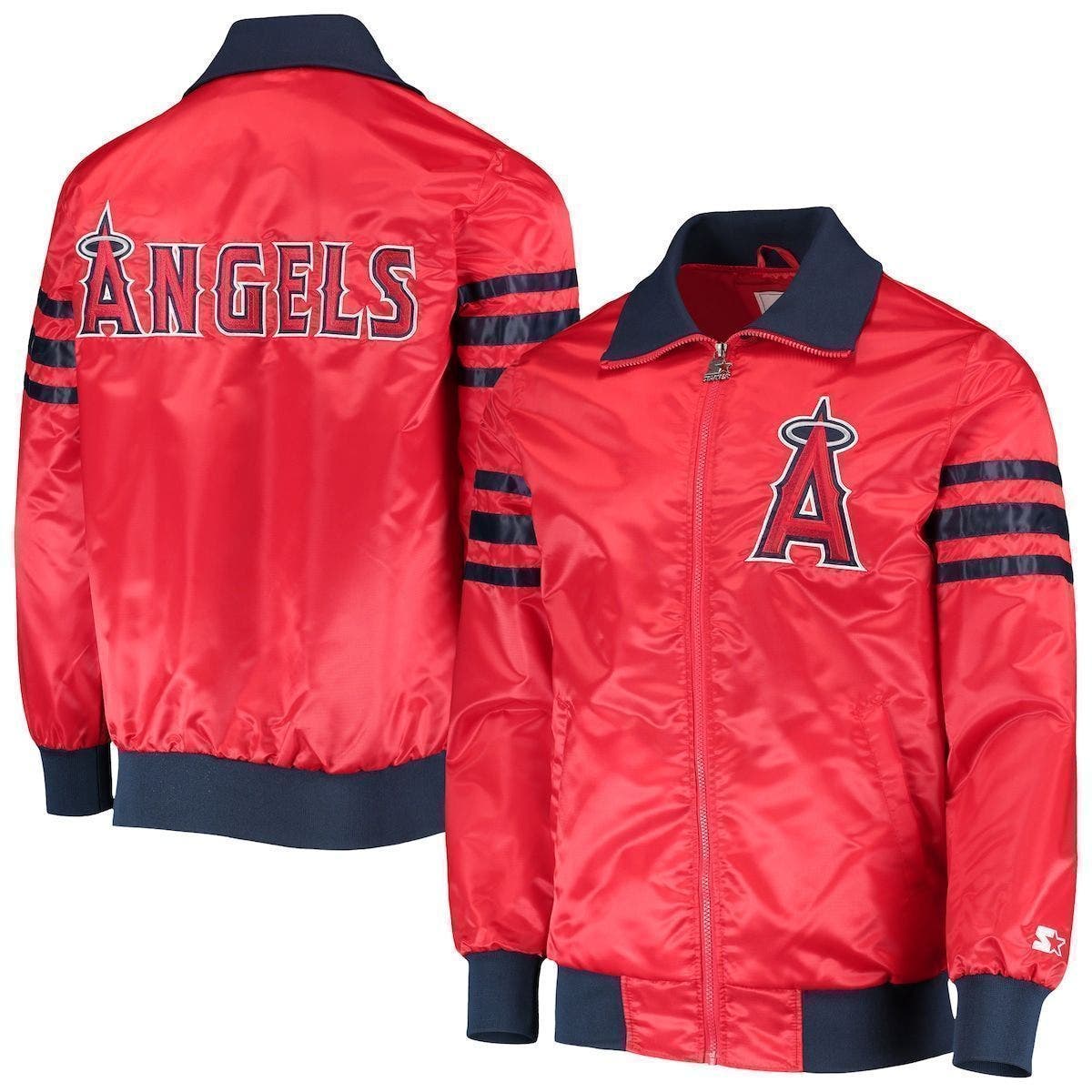 STARTER Men's Starter Red Los Angeles Angels The Captain III Full-Zip ...