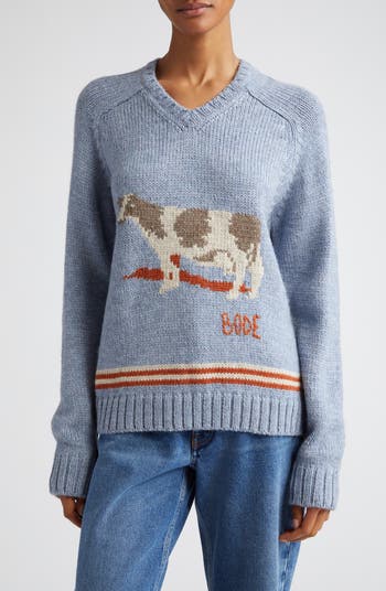Bode Cattle Intarsia Wool Sweater | Nordstrom