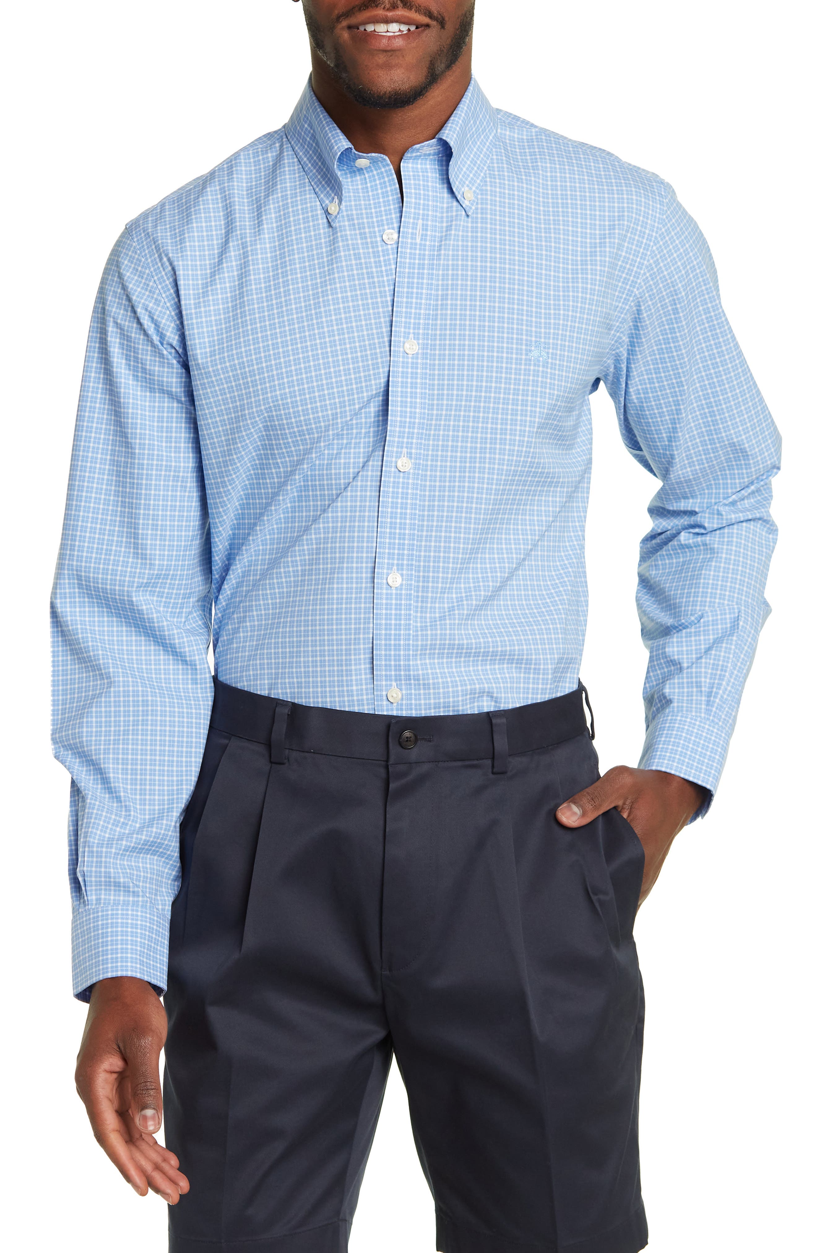 Brooks Brothers Broadcloth Plaid Print Long Sleeve Regent Fit Shirt ...