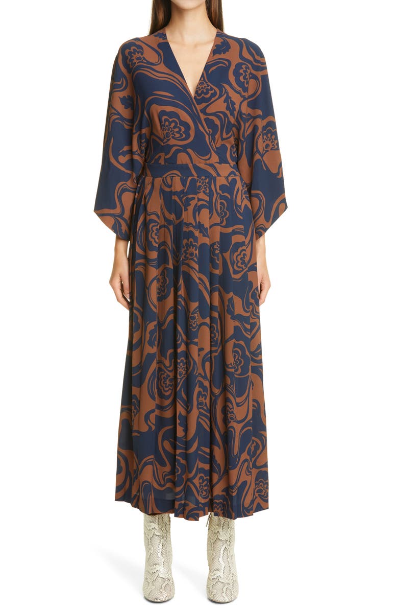 Dries Van Noten Dinoose Floral Pleated Faux Wrap Dress | Nordstromrack
