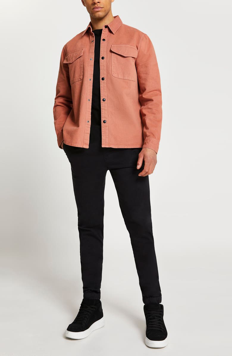 River Island Washed Snap-Up Shirt Jacket | Nordstrom