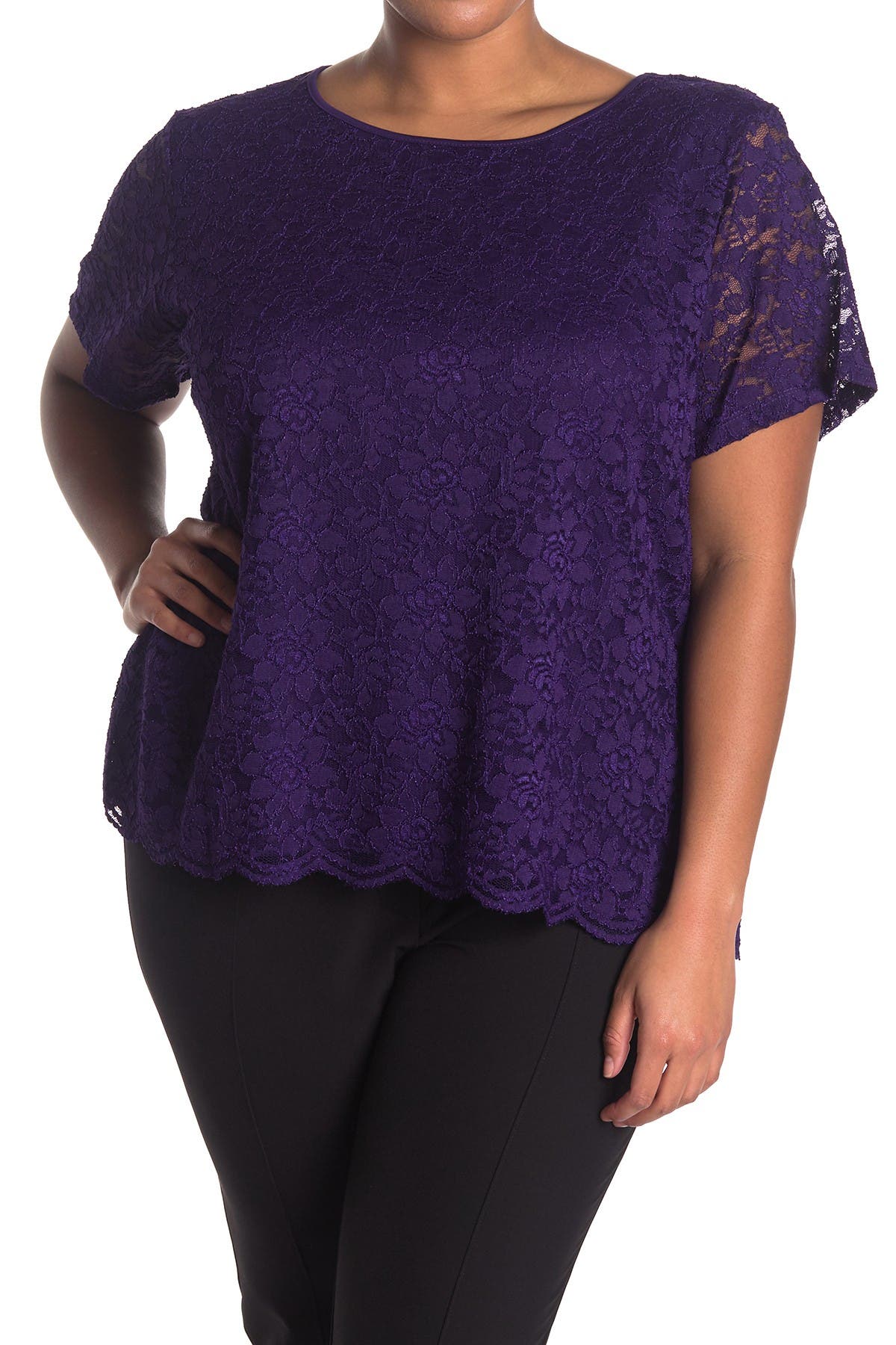 Calvin Klein Textured Lace Scallop Hem Top | Nordstromrack