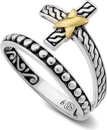 SAMUEL B. Sterling Silver & 18K Gold Cross Wrap Ring | Nordstromrack
