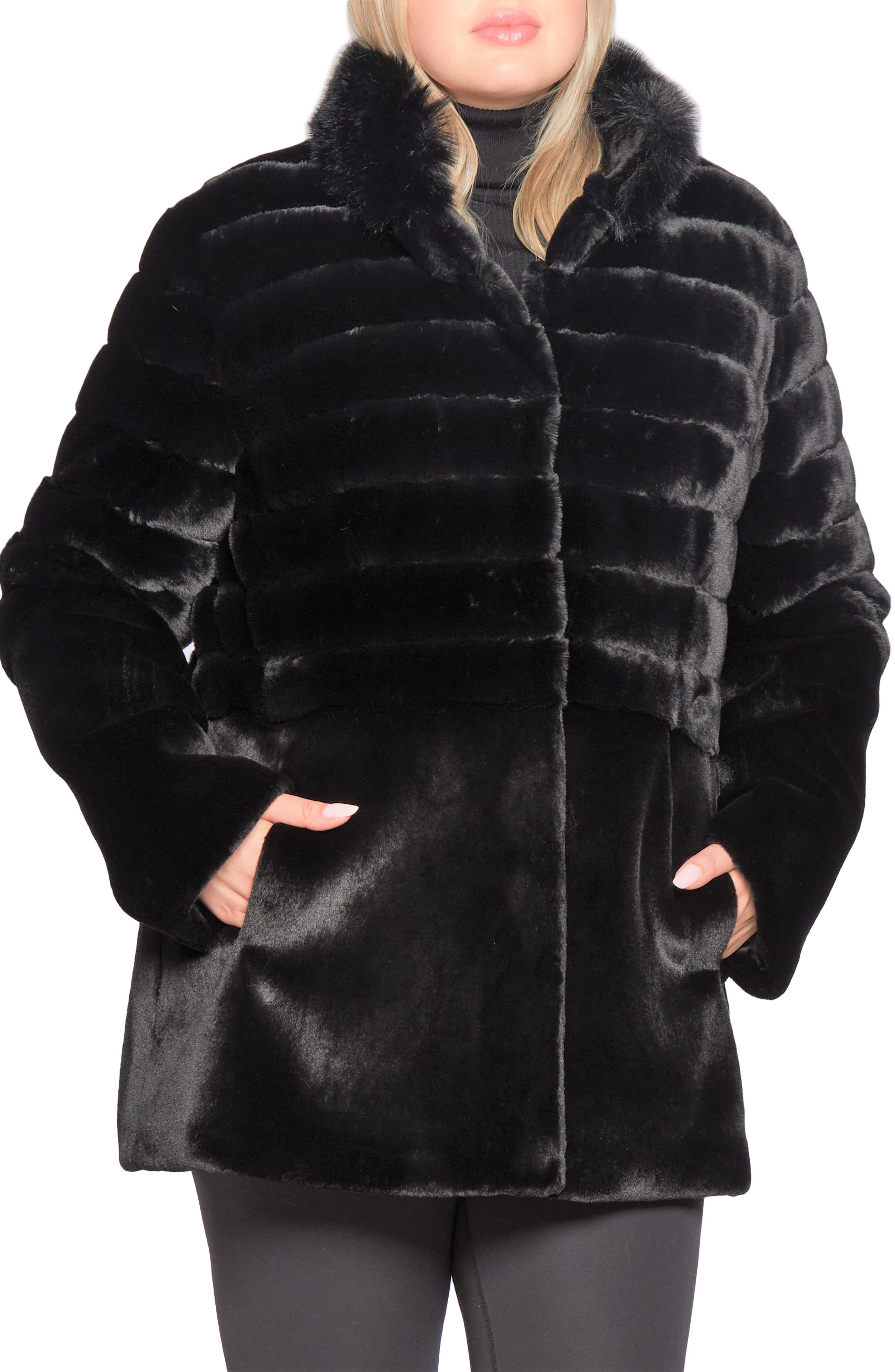 Blue Duck Horizontal Grooved Faux Fur Jacket | Nordstromrack