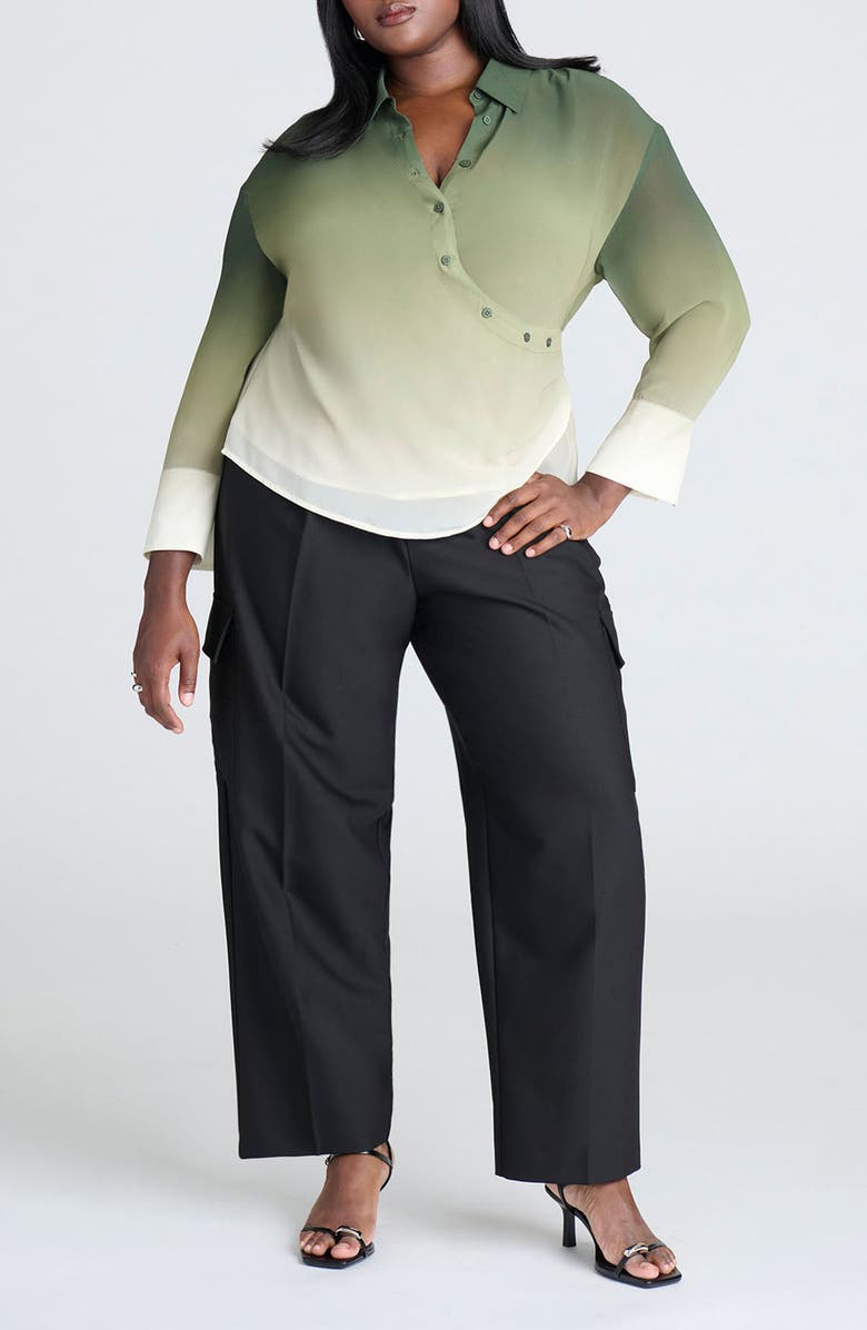 ELOQUII Ombré Wrap Button-Up Top | Nordstromrack