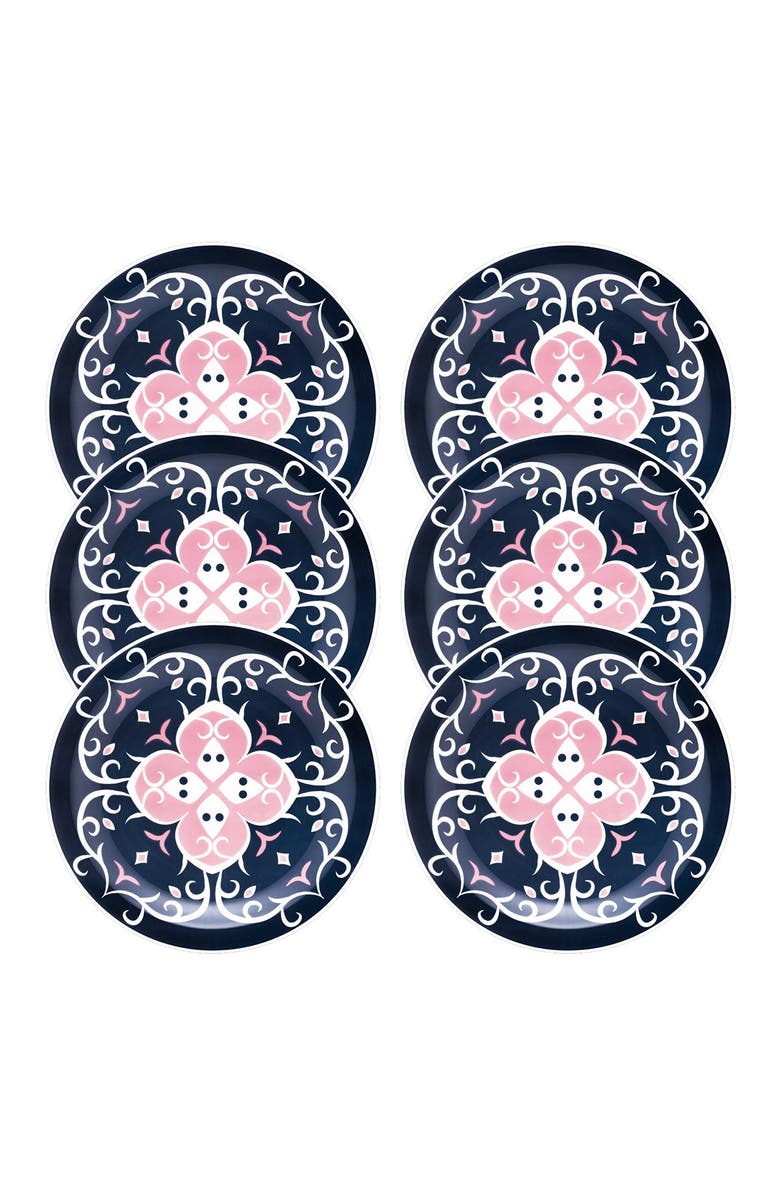 MANHATTAN COMFORT Floreal 12 Large 10.04" Dinner Plates - Blue and Pink ...