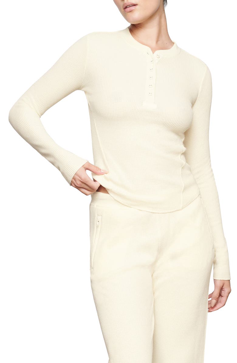 SKIMS Winter Long Sleeve Waffle Henley Top | Nordstromrack