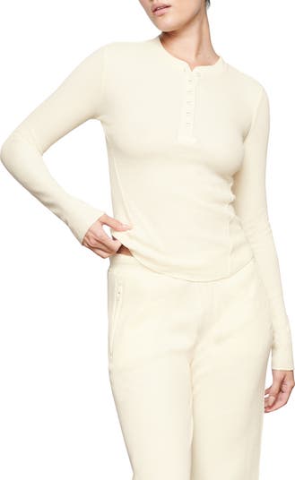 SKIMS Winter Long Sleeve Waffle Henley Top | Nordstromrack