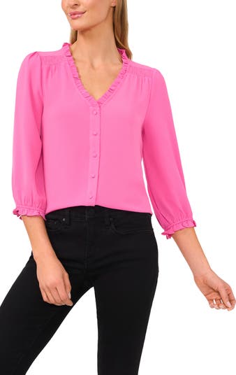 CeCe Ruffle V-Neck Blouse | Nordstrom