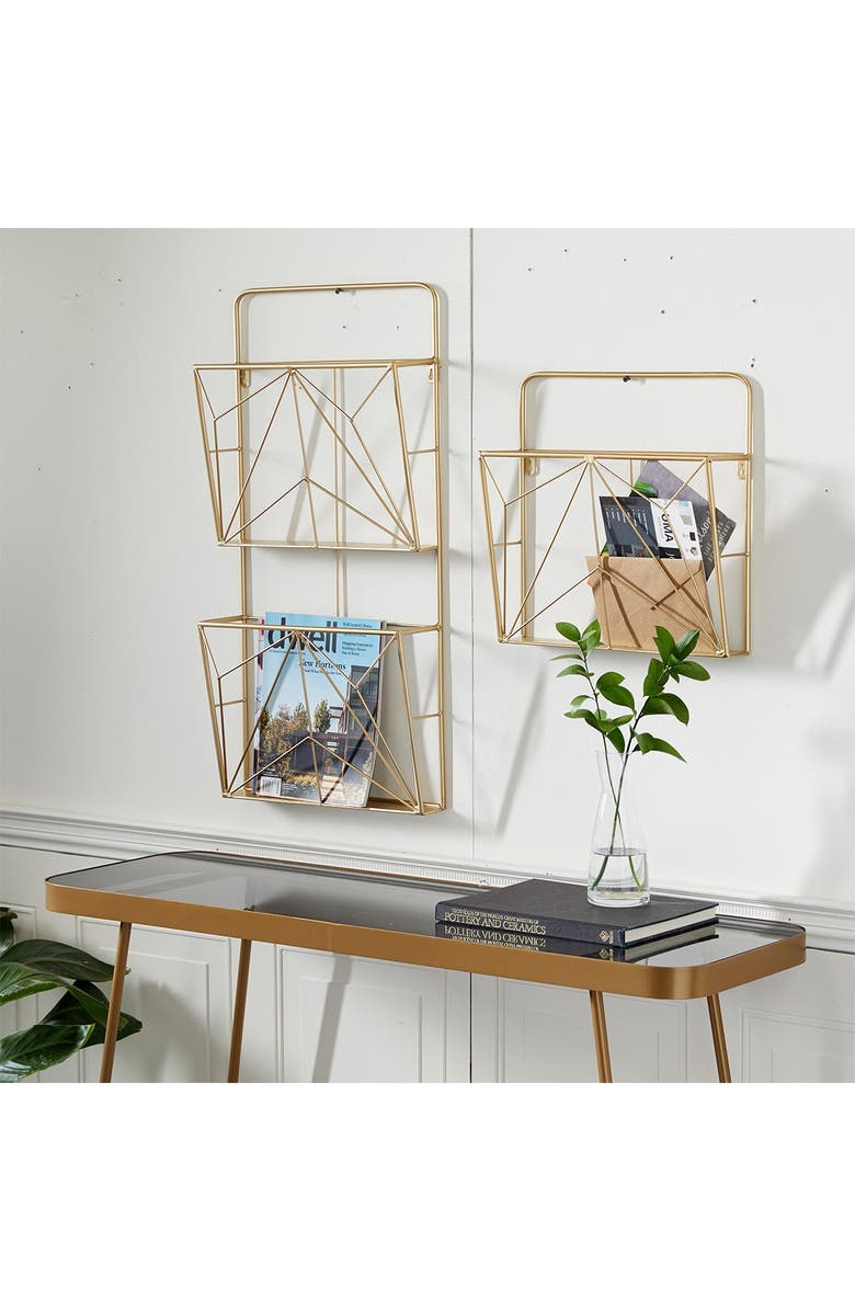 WILLOW ROW Geometric Gold Metal Wall Mail Organizer - Set Of 2: 15 ...