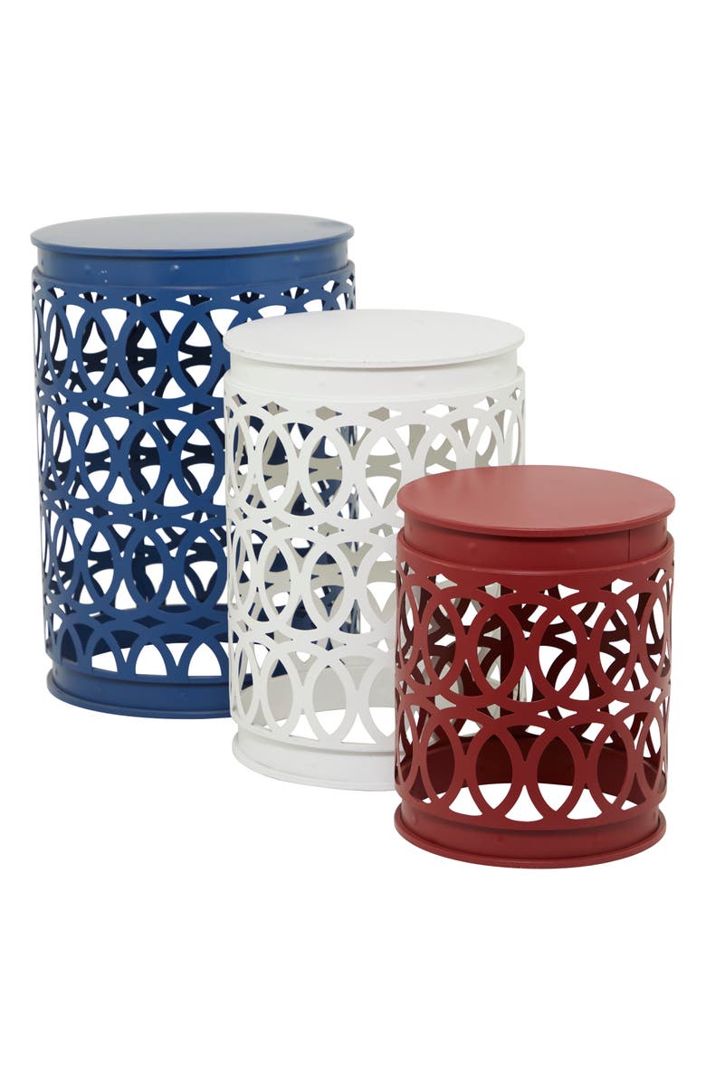 WILLOW ROW Multicolored Metal Contemporary Geometric Accent Table with ...