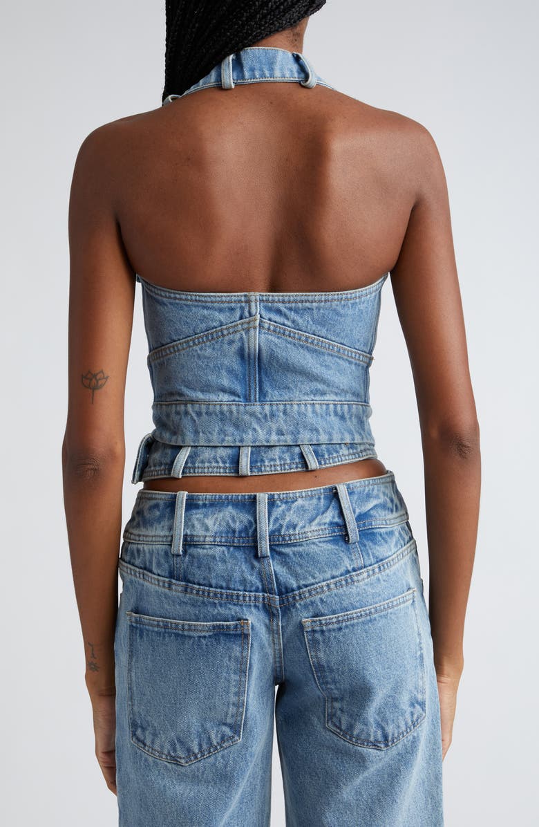 MONSE Deconstructed Halter Denim Bustier Top | Nordstromrack