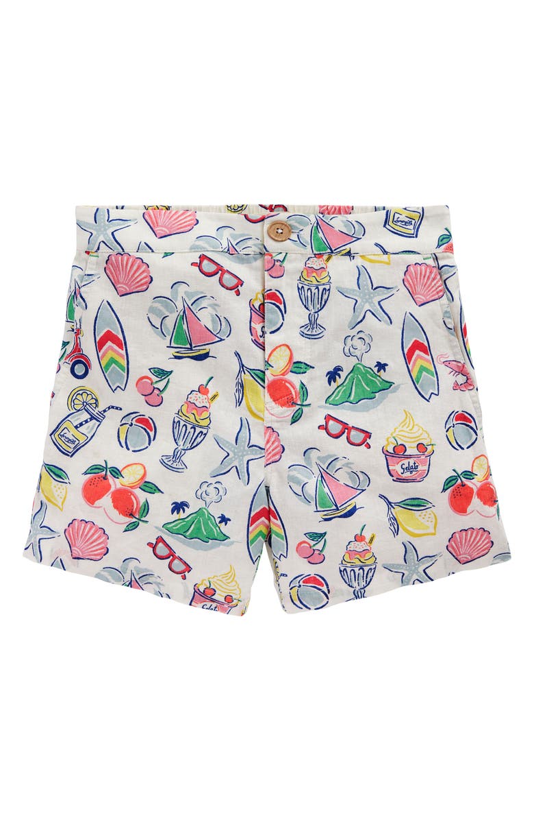 Mini Boden Kids' Summertime Print Flat Front Linen & Cotton Chino ...