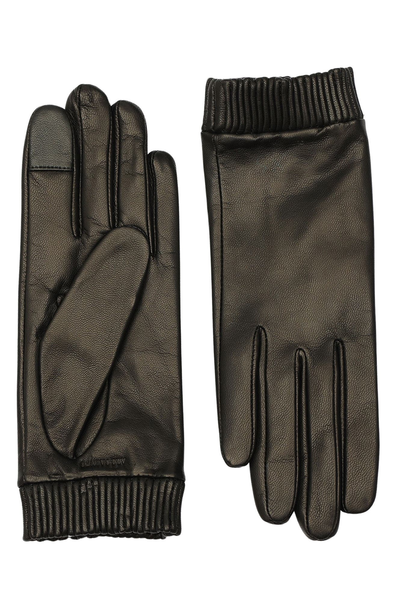 AllSaints Elastic Cuff Leather Glove | Nordstromrack