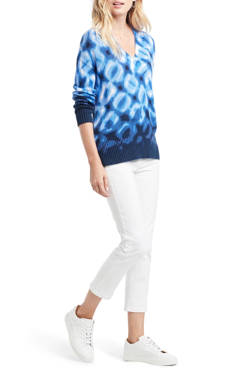NIC+ZOE Shibori Cotton Blend V-Neck Sweater | Nordstromrack