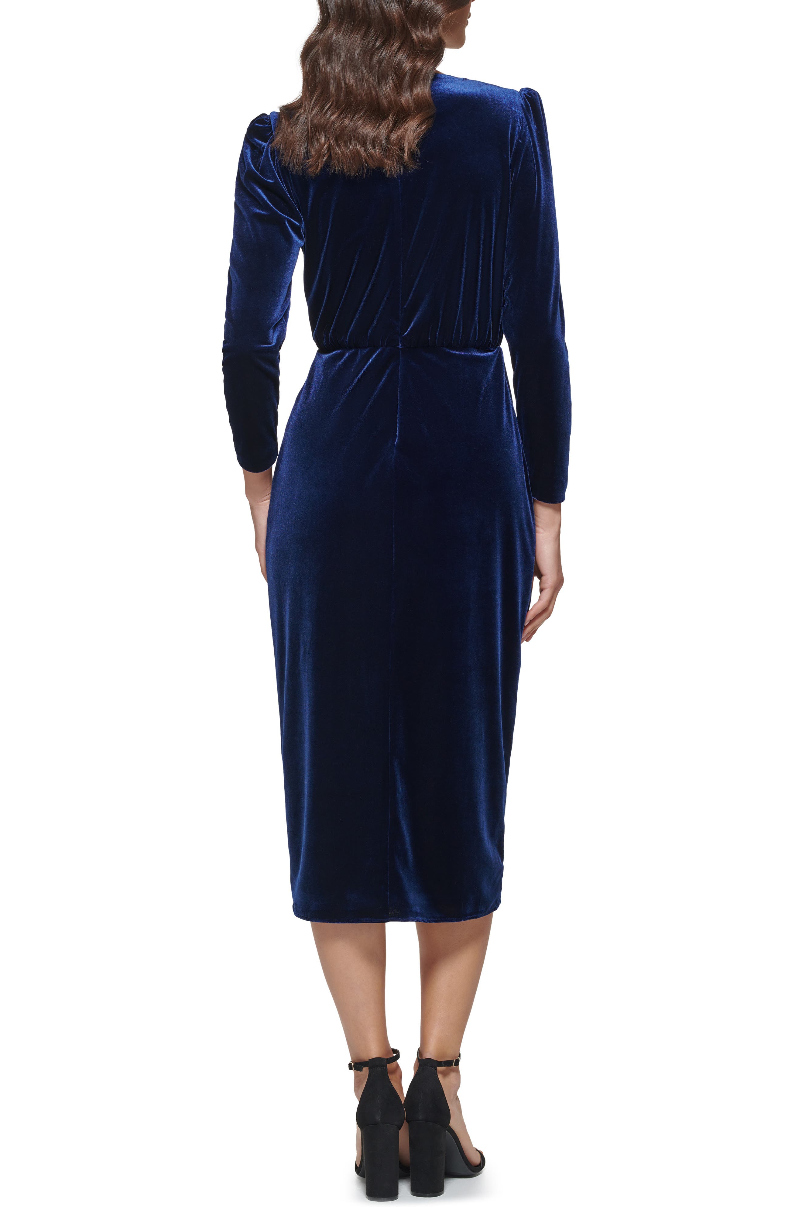 Kensie Keyhole Long Sleeve Velvet Midi Dress | Nordstromrack