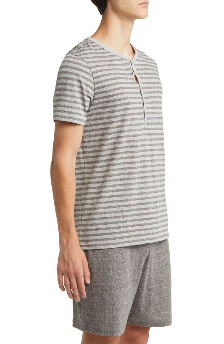 Daniel Buchler Heathered Stripe Recycled Cotton Blend Henley Pajama T ...