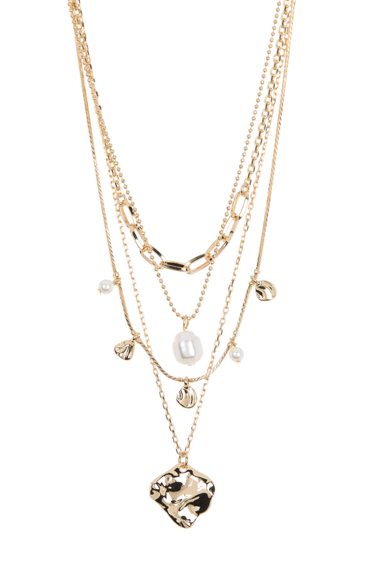 Halogen® Faux Pearl Accented Layered Necklace | Nordstromrack