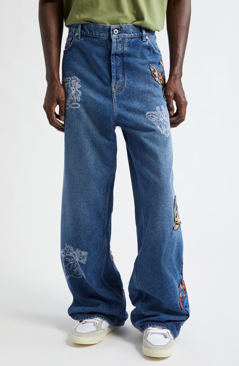Off-White Character Patch Diag Straight Leg Jeans | Nordstromrack