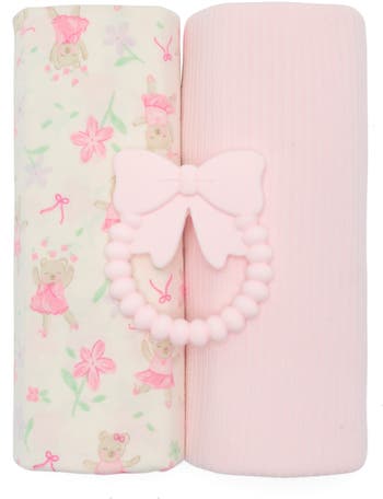 DREAMGRO 3-Piece Assorted Swaddle Blankets & Teether Set | Nordstromrack