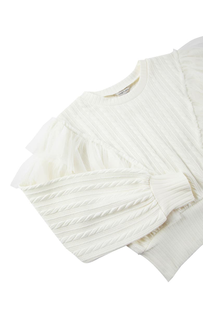Habitual Kids Kids' Organza Ruffle Trim Knit Sweater | Nordstromrack