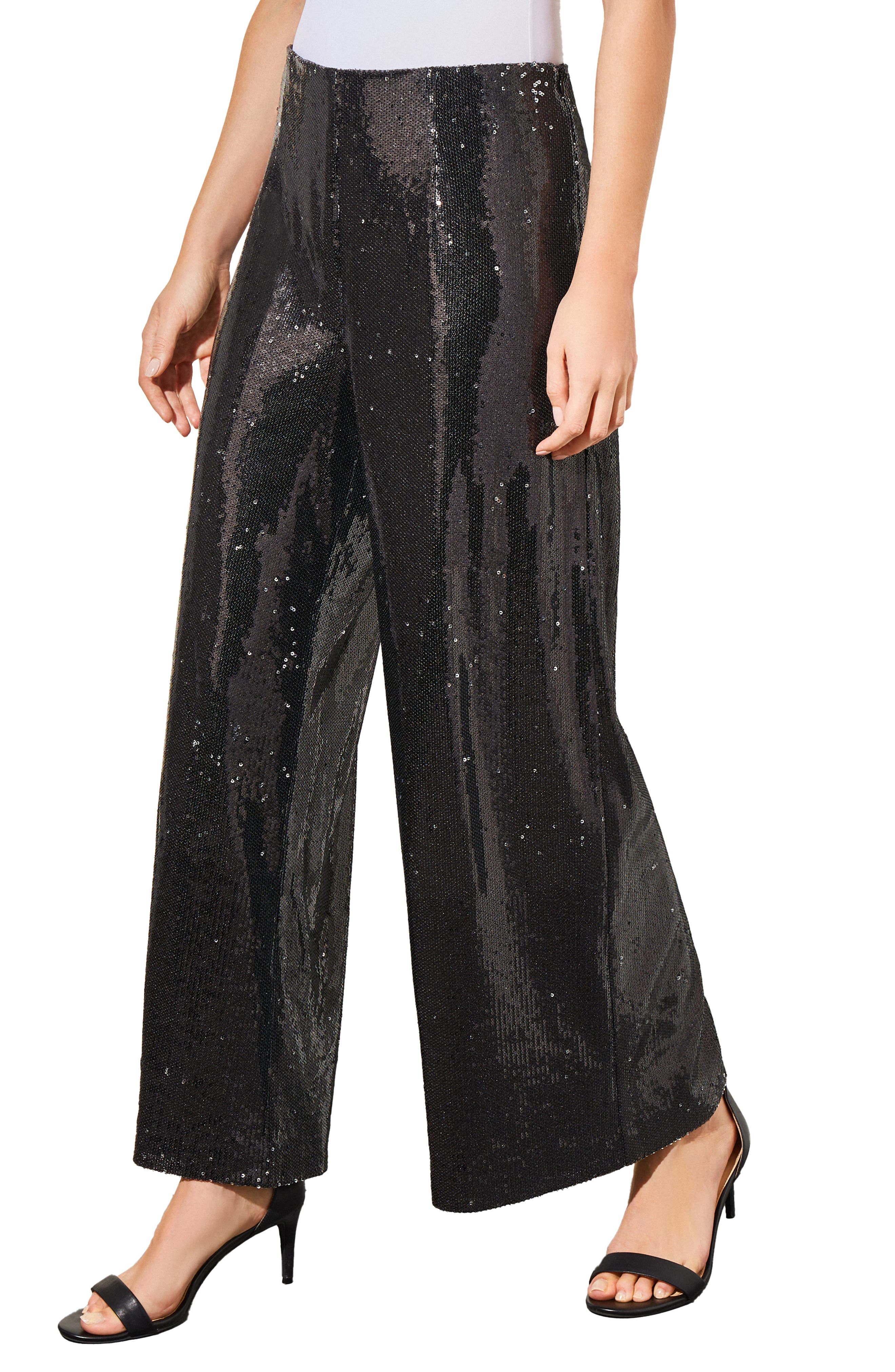 Ming Wang Novelty Sequin Wide Leg Pants | Nordstromrack