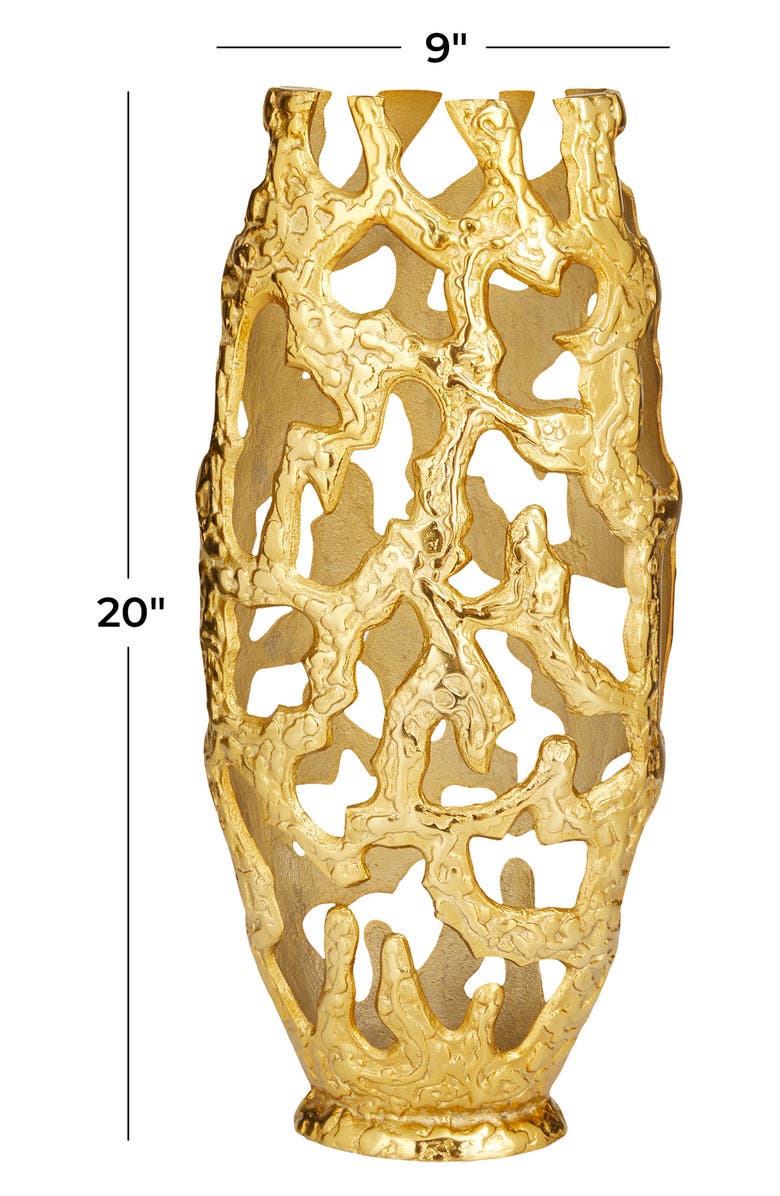 VIVIAN LUNE HOME Goldtone Aluminum Vase with Cut Out Designs ...