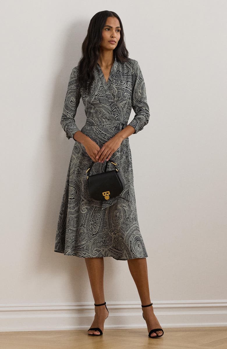 Lauren Ralph Lauren Paisley Long Sleeve Crêpe de Chine Dress ...