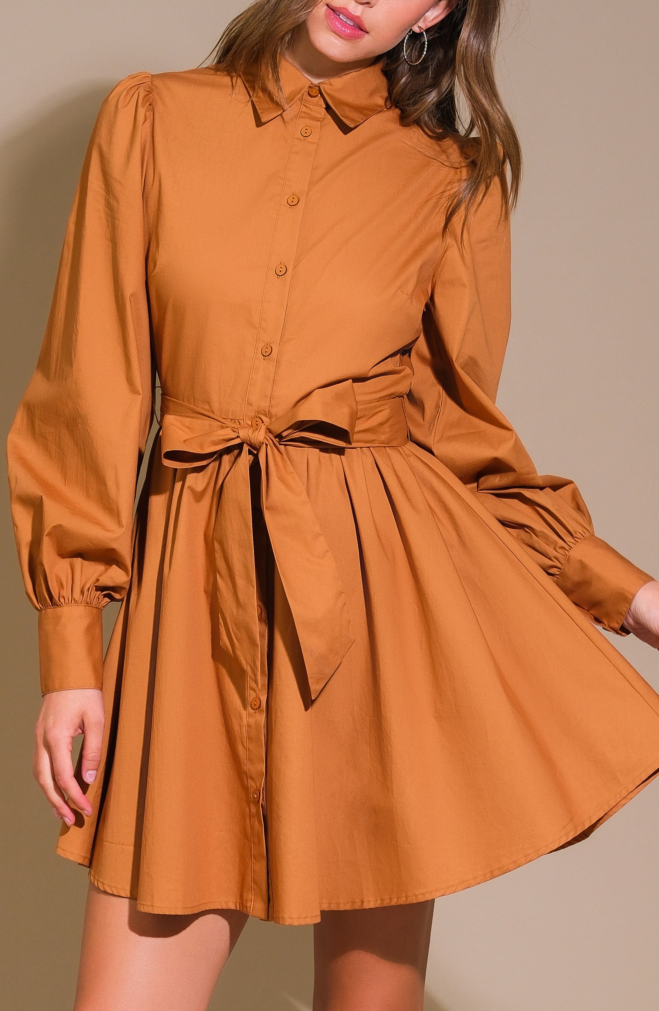 FLYING TOMATO Solid Mini Shirtdress | Nordstromrack