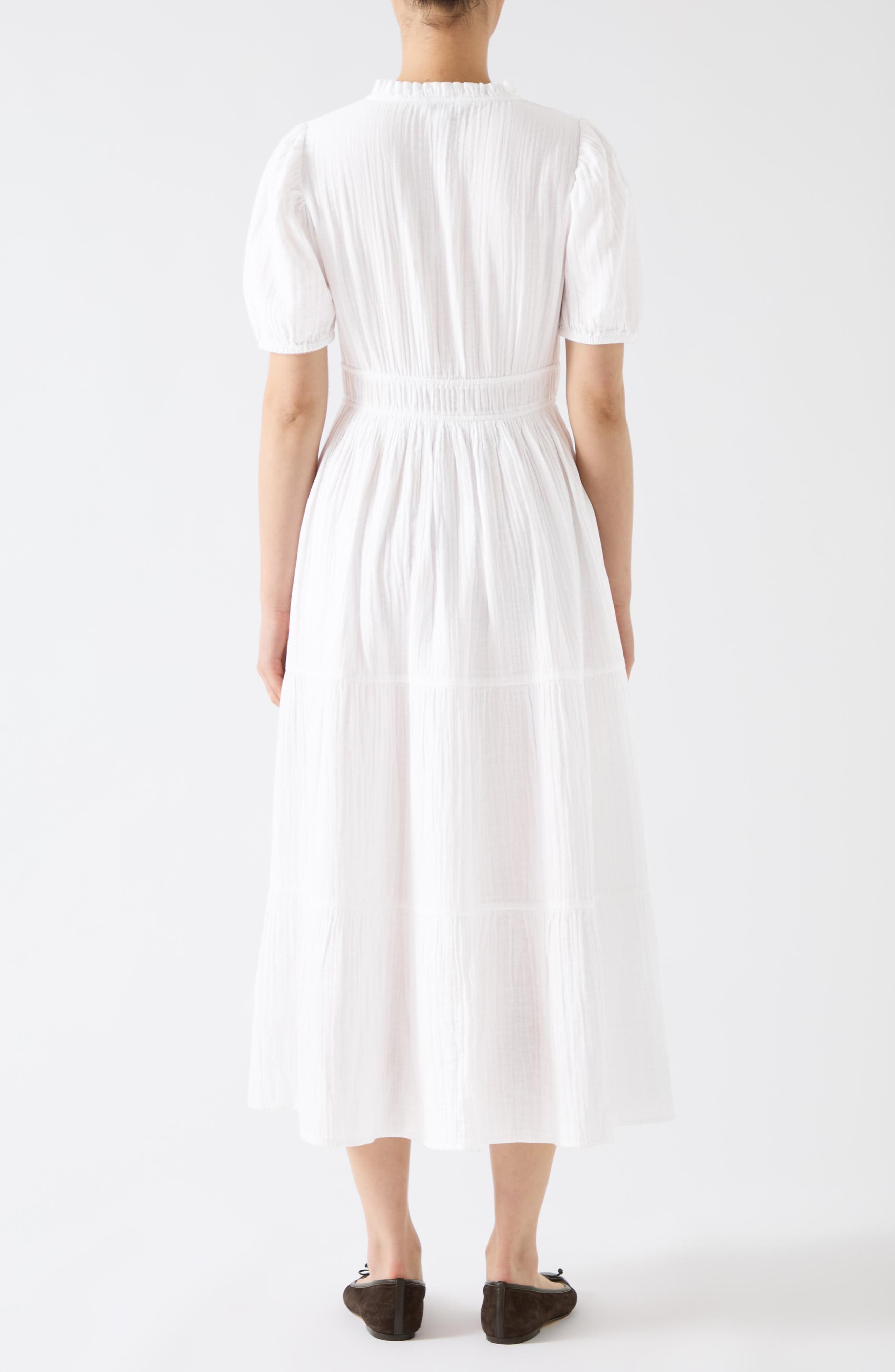 LK Bennett Felicity Short Sleeve Gathered Waist Cotton Dress ...
