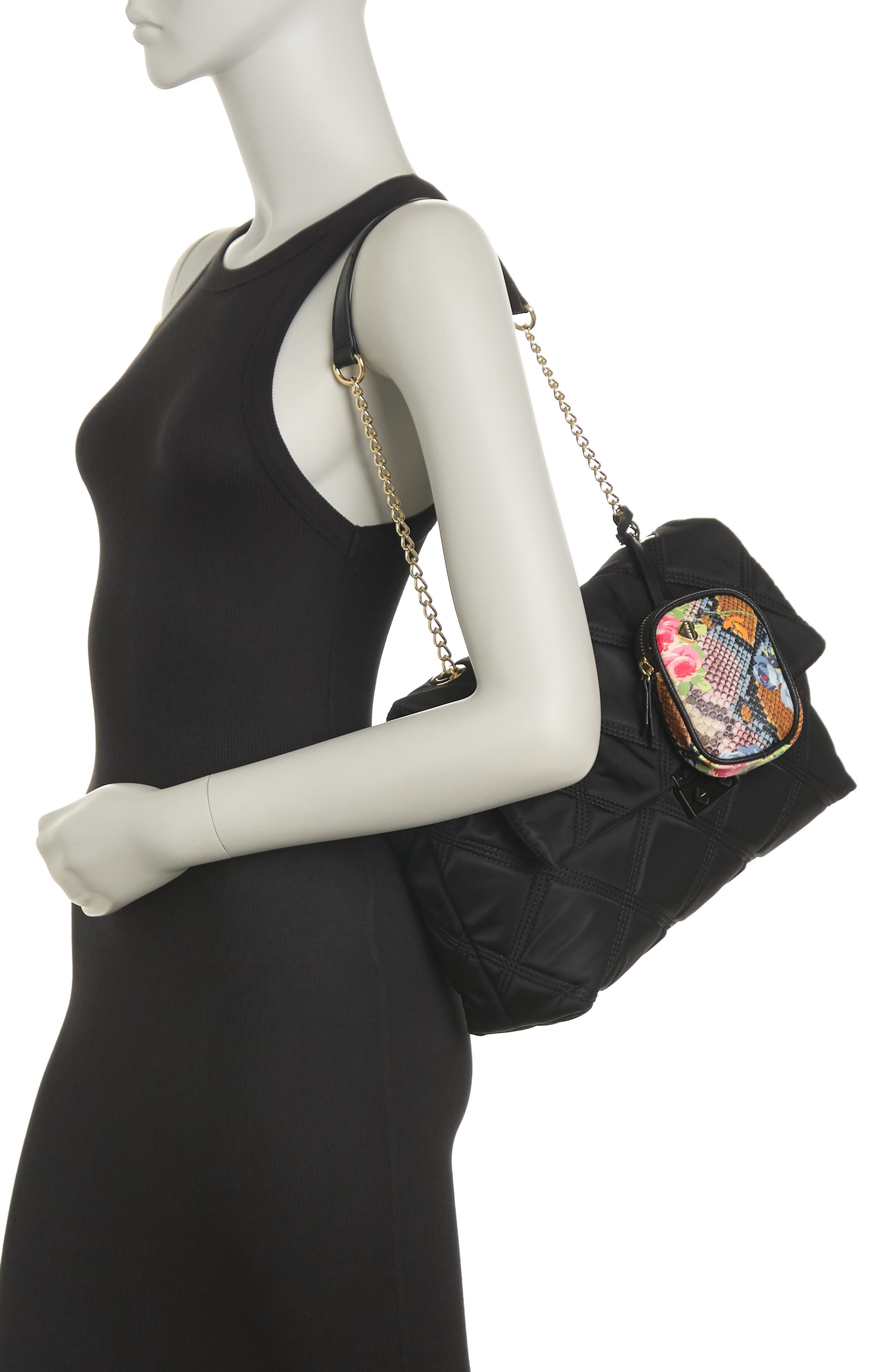 Betsey Johnson Nylon Flap Shoulder Bag & Snake Embossed Pouch Set ...