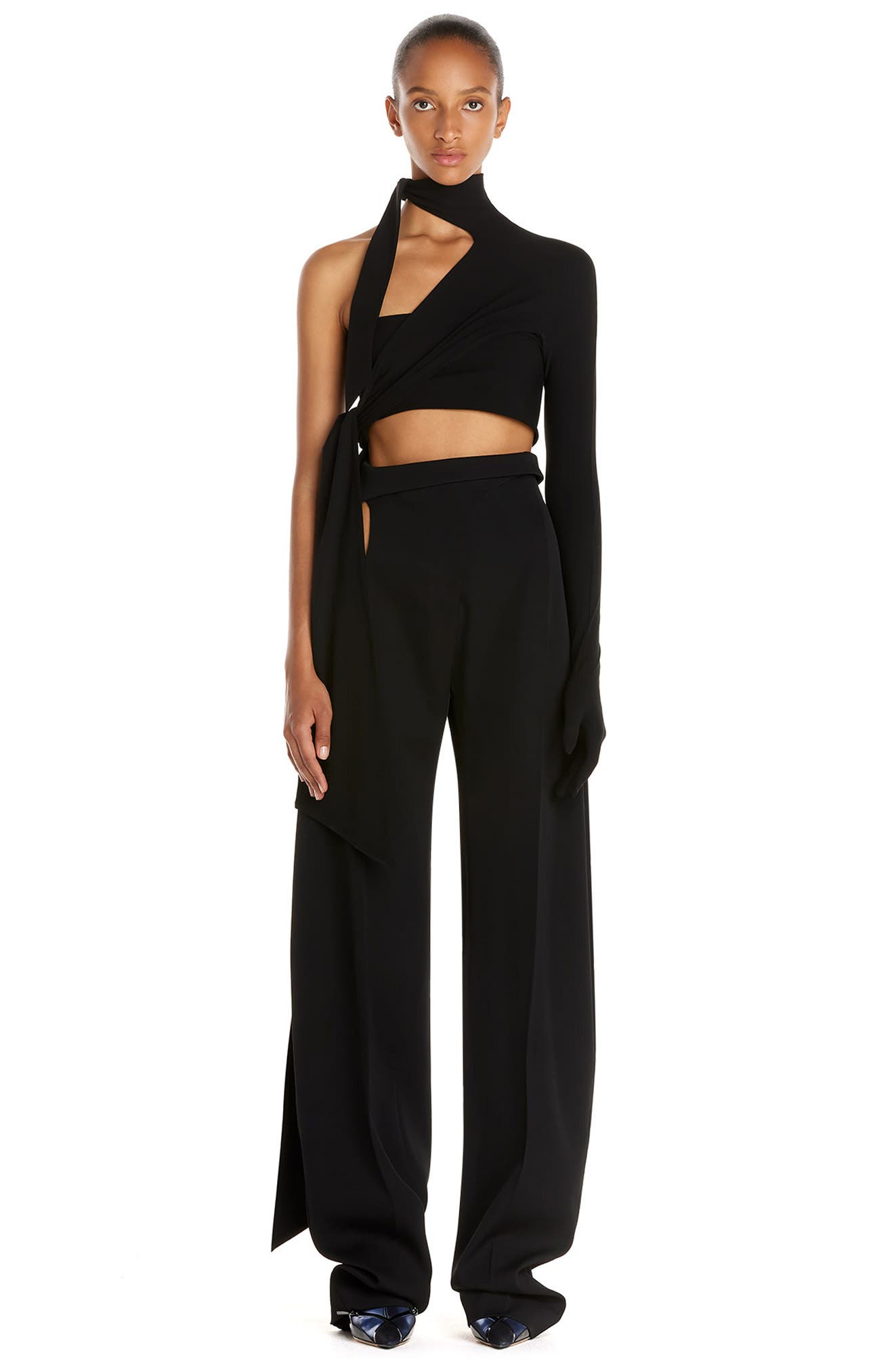 MUGLER One-Shoulder Harness Crop Top | Nordstrom