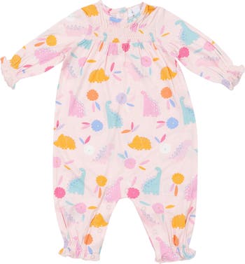 Angel Dear Floral Dinos Smocked Romper | Nordstromrack